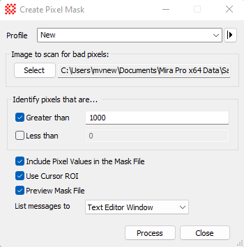 Mira Pro x64 User's Guide - Create Pixel Mask