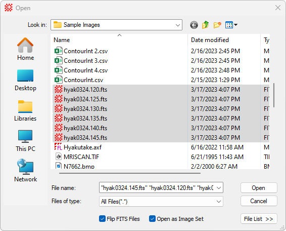 Mira Pro x64 User's Guide - Creating File Lists