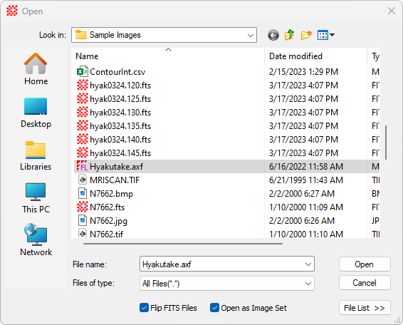 Mira Pro x64 - Selecting a File List
