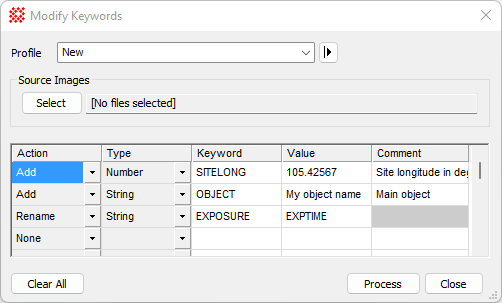 Mira Pro x64 User's Guide - Modify Keywords