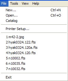 Mira Pro x64 User's Guide - Default File Menu